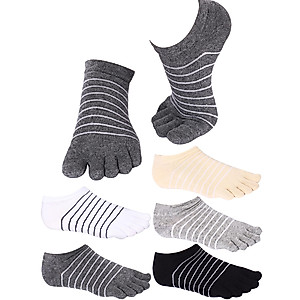 5 Pairs Stripe Toe Socks Finger Socks Low Cut Colorful Socks for Women Girl Supplies (Stylish Style, Classic Colors)