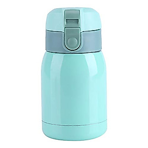 Hot water bottle mini insulated stainless steel vacuum insulation cup, leak-proof cute thermos, 12 hours insulation to keep cold(180ml-blue)