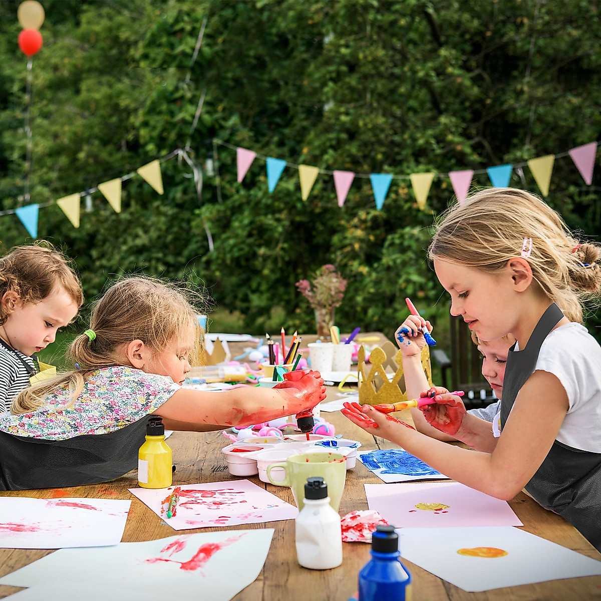 Janmercy 25 Pcs Disposable Black Apron Unisex Bib Apron 20 x 42 Inch Roomy Kitchen Apron for Outdoor Party Cooking BBQ Restaurant Crafting Drawing