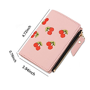 Nawoshow Women Cute Small Wallet Cherry Pattern Coin Purse Card Holder Clutch Bag (A-Pink)
