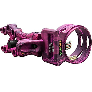 TruGlo Carbon Xtreme 5-Pin Highly-Visible Left-Hand Convertible Durable Ultra-Lightweight Carbon Composite Archery Bow Sight, Pink Camo