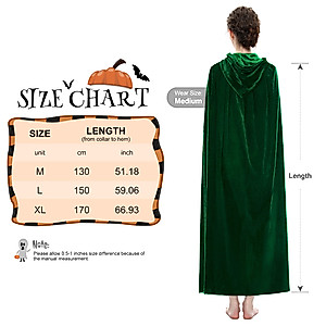 SISKIN Hooded Cloak Unisex Adult Cloak with Hood Halloween Christmas Velvet Hooded Cape Cosplay Costume for Women Green Large