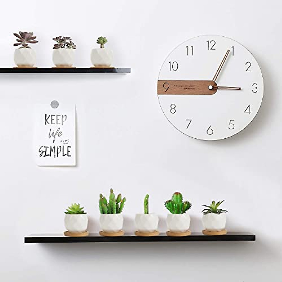 ZOUTOG Succulent Plant Pot 12 Pack, 2.5 inch Square Pattern Ceramic Planters with Bamboo Tray, Small Succulent Pots for Indoor Plants, White Office Desk Decor (Seeds＆ Plants Not Included)