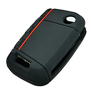 2Pcs Coolbestda Compatible with 2020 2019 2018 2017 VW Golf Alltrack Sportwagen GTI Tiguan Atlas POLO Skoda Octavia Flip Out Key Fob Case Cover Skin Jacket Pouch Sleeve Glove Protector NBGFS12A01
