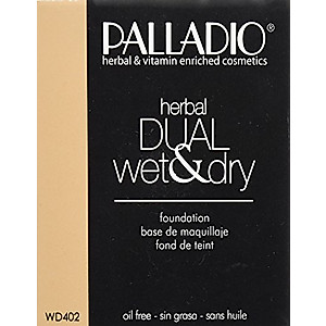 Palladio Dual Wet and Dry Foundation with sponge and Mirror, Squalane Infused, Apply Wet for Maximum Coverage or Dry for Light Finishing and Touchup, Minimizes Fine Line, All day Wear, Cypress Beige