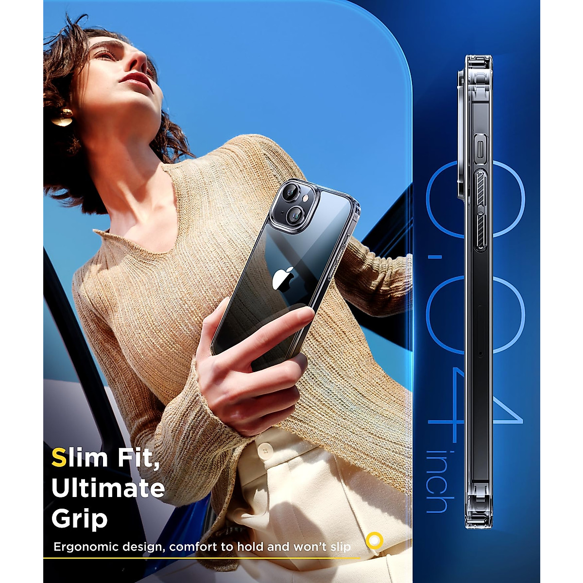 Humixx for iPhone 15 Case Clear [Non-Yellowing] [14 FT Military Drop Protection] Slim Fit Protective Hard Case, Shockproof Bumper Men Women Case for iPhone 15 Phone Case 5G 6.1 Inch - Transparent