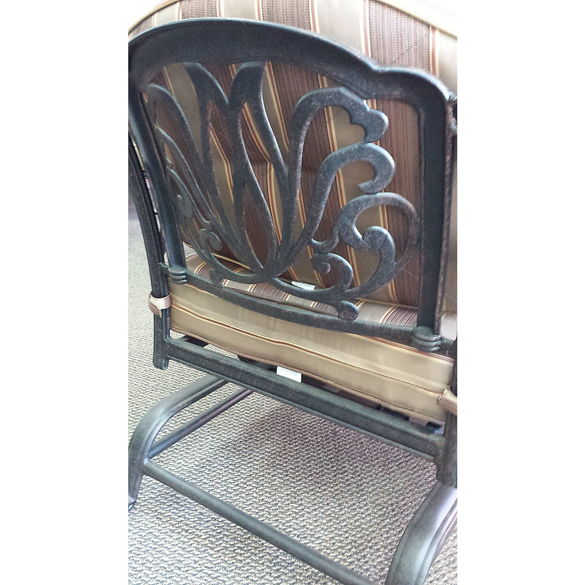 Elizabeth Outdoor Patio 4 Club Rocker Chairs Spring Base Cast Aluminum Dark Bronze (Walnut)