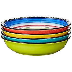 Certified International Tequila Sunrise Soup/Pasta Bowl, 9.25-Inch, Assorted Designs, Set of 4