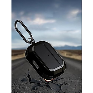 Podarmor Rugged Military-Grade Case for AirPods 2 & 1 - Full-Body Protection with Keychain - Wireless Charging Compatible (Black)