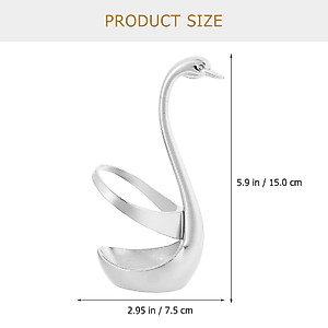 MAGICLULU Ice Cream Spoon Coffee Spoon Set with Swan Base Holder 6Pcs Dessert Spoons with Organizer Dessert Flatware Set for Tea Coffee Ice Cream Cake Sugar Silver Espresso Spoons