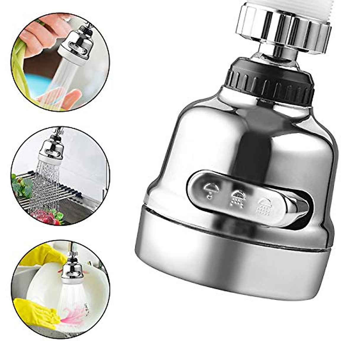 Movable Kitchen Faucet Head 360° Rotatable Faucet Sprayer Head Replacement Anti -Splash Tap Booster Shower and Water Saving Faucet for Kitchen (360° Faucet Head) Novsix