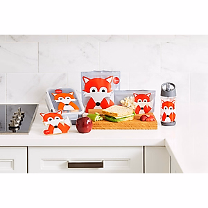 3 Sprouts Sandwich Bag – Reusable and Washable Lunch Storage Bag for Kids - 2 Pack, Fox