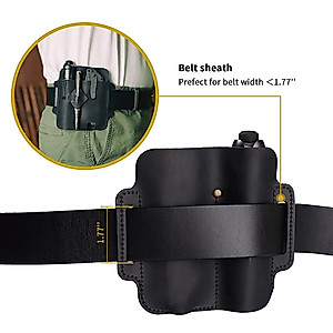 VIPERADE PJ19 Multitool Sheath, EDC Belt Organizer Sheath for Men, Leather Sheath for Men, Leather Flashlight Holster for Belt, Pen Holder for Tactical Pen (Dark Black)