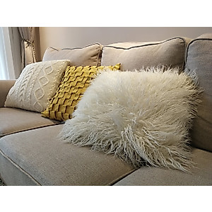 Decorative Knit Throw Pillow Cover Chiristmas Farmhouse Sweater Square Warm Cushion Cover for Couch, Bed, Home Accent Decor (Cream, (18x18 inches(45x45cm))