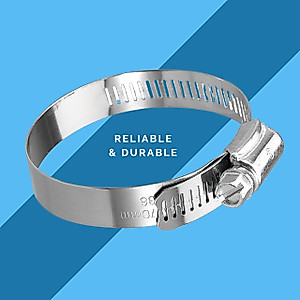 Koehler Enterprises Hose Clamps, Hose Clamp Box of 10, Radiator Hose Clamp, Silver, Size SAE 28