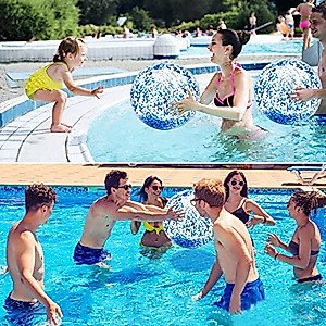 TURNMEON 5 Pack Sequins Beach Ball Jumbo Pool Toys Balls Giant Confetti Glitters Inflatable Clear Beach Ball Swimming Pool Water Beach Toys Outdoor Summer Party Favors for Kids Adults