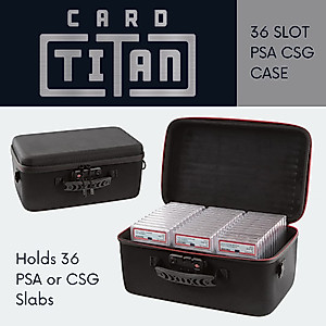 Card Titan Pro Graded Card Storage Box - Great CSG & PSA Graded Card Case with Zipper Lock - 36 Slot Trading Card Storage Box Fits 36 PSA or CSG Graded Slabs and Graded Cards