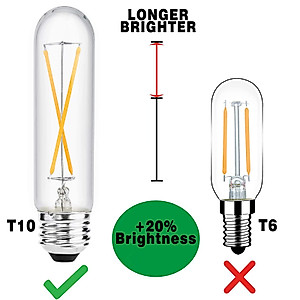 Yaoten T10(T30) E26 TDimmable Led Edison Bulb, Tubular Vintage, Equal 25 Watt Incandescent Bulb, 2W Warm White 2700K for Chandeliers, Ceiling Fan, Wall scones, Pendant, 3 Pack