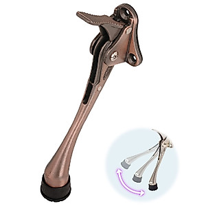One Touch Kickdown Door Stopper, Door Holder, Heavy Duty Door Stops, Bottom of Door, Height-Adjustable Rubber Tips by HASHI (Antique Bronze 6 inch x 1pack)