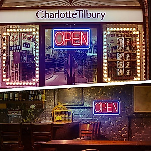 QCHIAN Open Neon Sign for Business, Adjustable Brightness LED Open Sign Powered by USB, High Visibility Open Neon Light up Sign for Stores, Salons, Cafes, Clubs, Hotels, Food Trucks Decor