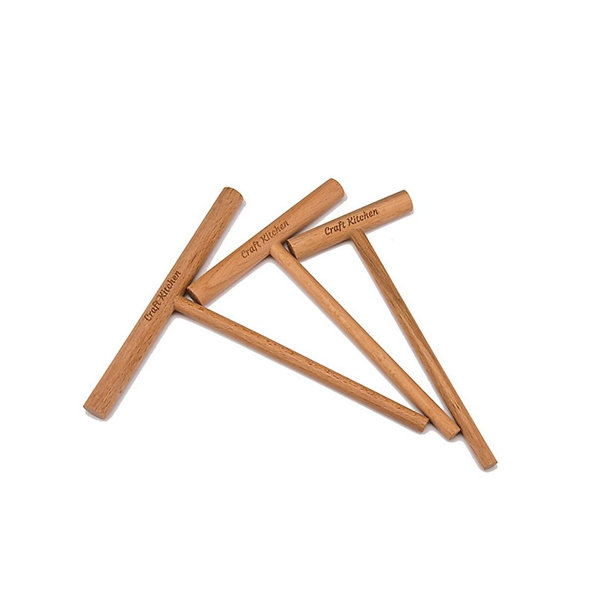 Craft Kitchen Crepe Spreader and Spatula Set - 4 Piece (Crepe Spatula 14" and 3.5", 5", 7" Crepe Spreaders) All Natural Beechwood and Finish - Comfortable Sizes Will Fit Any Crepe Pan - Made