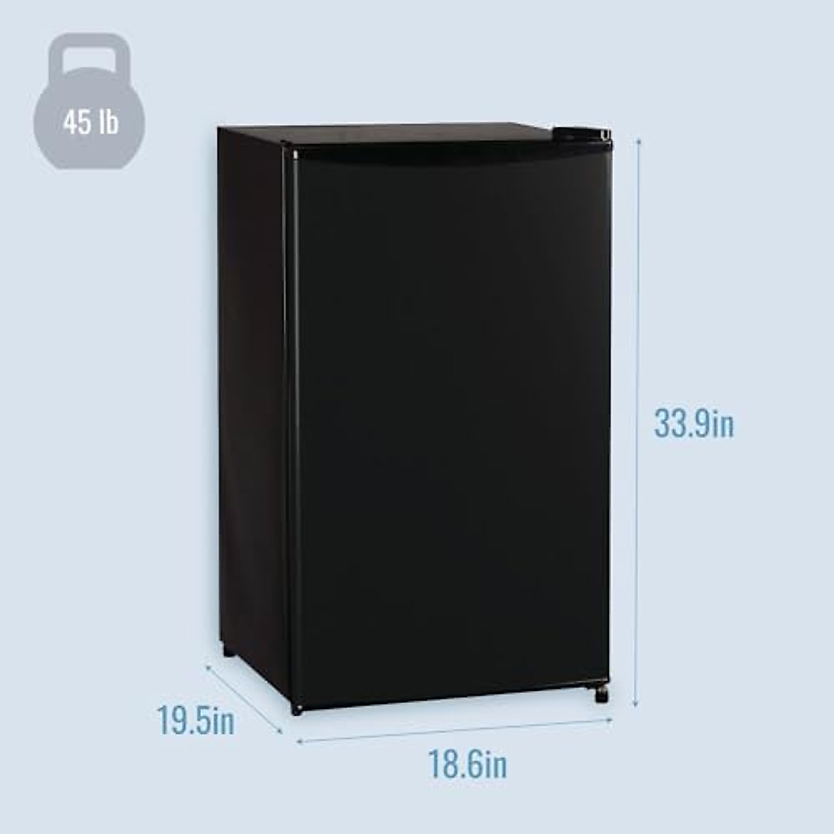 Keystone Energy Star 3.3-Cu. Ft. Single-Door Small Refrigerator with Full-Width Freezer Compartment, Compact Drink and Snack Mini Fridge for Dorm Room, Bedroom, Apartment, and Office in Black