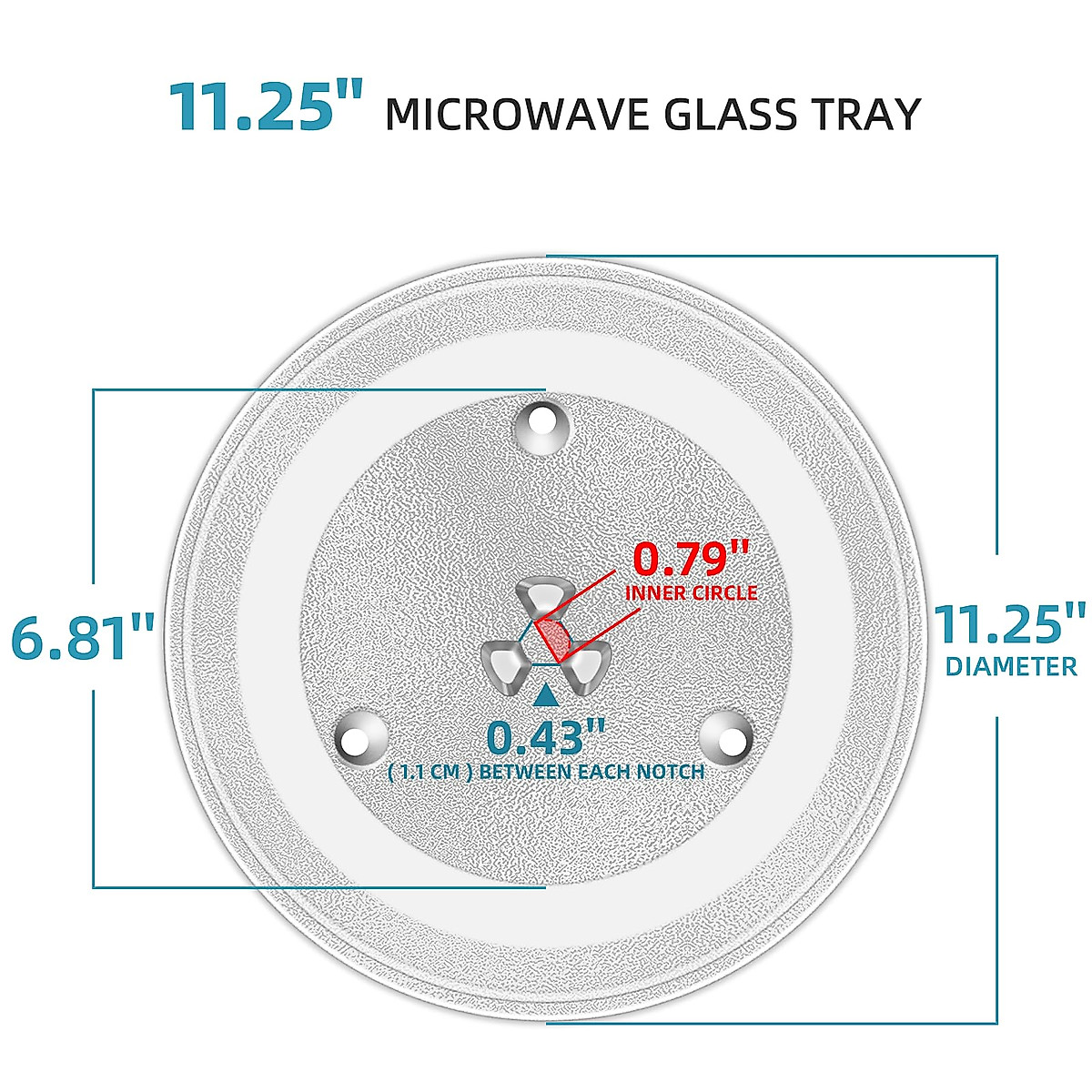 The 11.25’’ Microwave Glass Tray Compatible with GE and Kenmore - Exact Replacement Part of WB49X10097/ DE63-00536A / ME 16H702SES/ MCD991AB - Dishwasher Safe