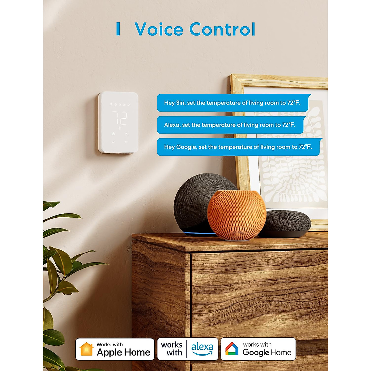 Meross Smart Thermostat for Electric Baseboard & Smart Wi-Fi Temperature Controller Thermostat 15A, Works with Apple Home, Alexa, Google Home, SmartTings with Voice& Remote Control, Power Monitor