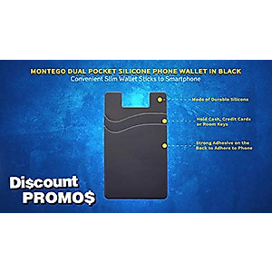 DISCOUNT PROMOS 10 Montego Silicone Phone Wallets Pack - Strong Adhesive, Dual Pocket - Black