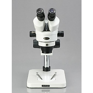 AmScope SM-1BSW2-L6W Professional Binocular Stereo Zoom Microscope, WH10x Eyepieces, 3.5X-225X Magnification, 0.7X-4.5X Zoom Objective, 6W LED Gooseneck LED Light, Pillar Stand, 110V-240V