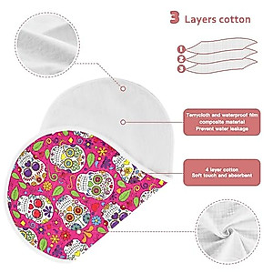 vvfelixl Burp Cloths Sugar Skull Flowers Pink for Baby Boy Girls Baby Washcloths Burp Rags 1 Pack