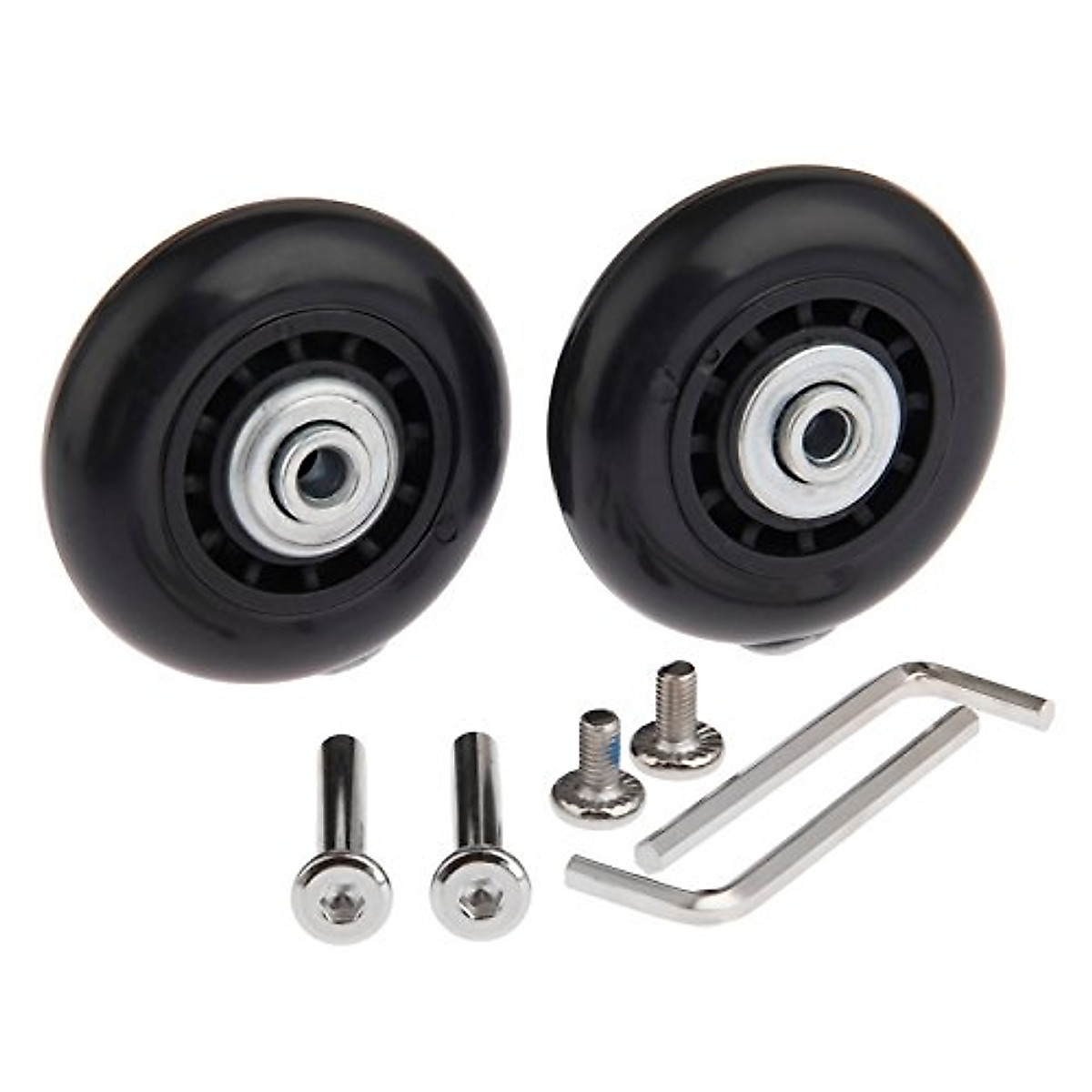 Mtsooning 2 Sets Luggage Wheel Replacement Kit, 60x17mm Rubber Swivel Caster Wheels, Suitcase Bearings Repair Wheels with Screws Axles Wrench Bearings,Inline Outdoor Skate Wheels
