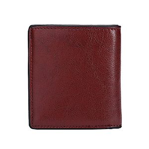 AGBIADD Women's RFID Small Compact Bifold Pocket Wallet Card Holder Organizer Pocket Ladies Mini Purse with id Window (Wax wine red)