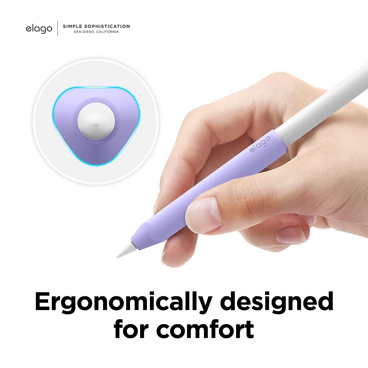 elago Pencil Grip 2 Pack Holder Sleeve Compatible with Apple Pencil (1st & 2nd Generation) and Apple Pencil (USB-C) [Lovely Pink & Lavender]