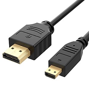 Rankie Micro HDMI Male to HDMI Male Cable, Compatible with GoPro Hero, Canon/Nikon/Sony Camera, 6 Feet (Black)