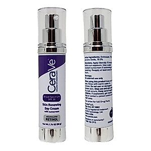 CeraVe Skin Renewing Day and Night Bundle - Contains CeraVe Day Cream Retinol with SPF 30 (1.76 oz) and CeraVe Night Cream with MVE Delivery Technology (1.7 oz)