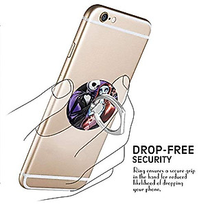 Phone Ring Holder Universal Cell Phone Ring Grip Stand with Car Mount Holder 360 Degree Rotation Finger Ring Kickstand Compatible with iPhone,Samsung-Sweet Loving Jack Skellington and Sally