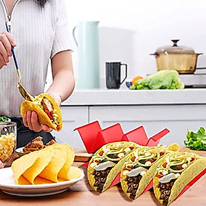 Taco Holder, Colorful Taco Holder Stands Set of 6, 𝟐𝟎𝟐𝟒 𝐔𝐩𝐠𝐫𝐚𝐝𝐞𝐝 𝐃𝐞𝐬𝐢𝐠𝐧 Taco Stands for 3 Tacos, Taco Shell Holder, Street Taco Rack, PP Health Material Very Hard Sturdy (Colorful)