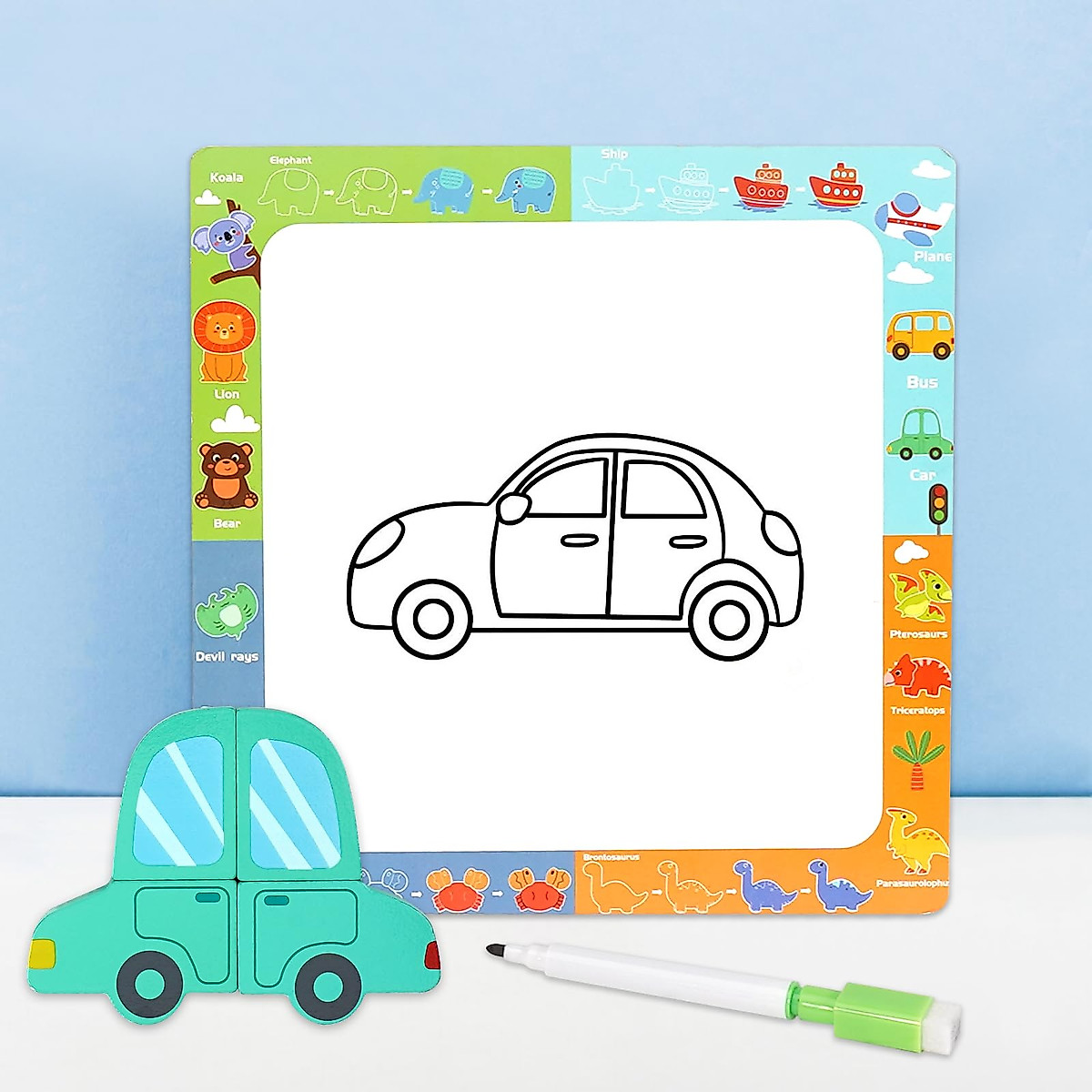 Wooden Puzzles for Toddlers 1-3, Educational Preschool Puzzle Toy, Each Set of Jigsaw Puzzles Contains 4 Patterns, Backside Can be Used as a Drawing Board