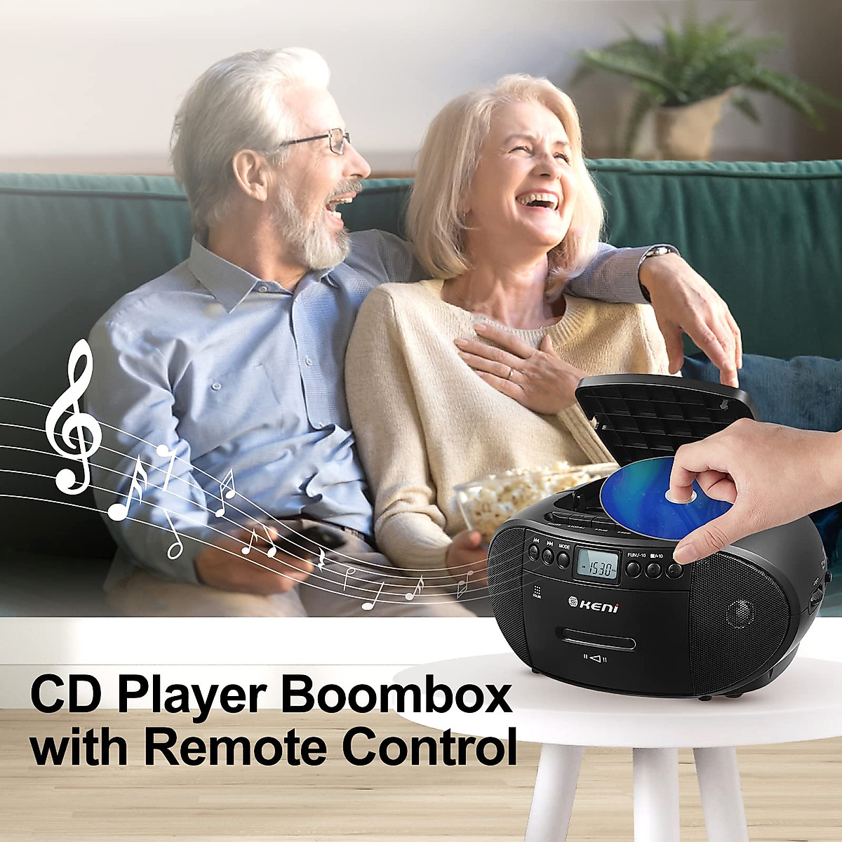 G Keni Portable CD and Cassette Player Boombox Combo, Casette Tape Recorder with Remote, AM FM Radio, USB Playback with Earphone Jack, 5.1V Bluetooth Speaker, Battery Operated or AC Powered for Home