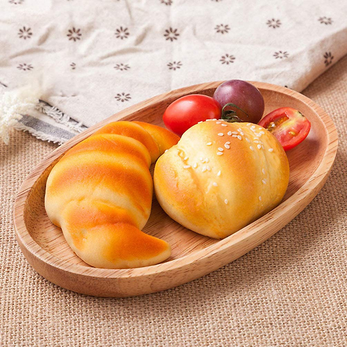 Cabilock Wooden Food Platter Oval Wood Serving Platter Tray Plate Acacia Wooden Plate for Food Party Cheese Appetizer Fruit Cake