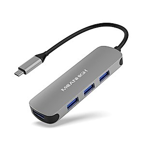 USB C Hub MEANHIGH USB 3.0 Hub for Laptop 4 Port USB Expander Multiport USB Splitter Type C Hub Dongle for MacBook Pro, Mac Mini iMac, Dell, HP, Chromebook, PC Flash Drive HDD