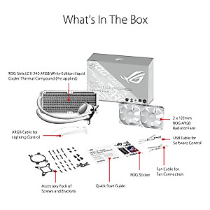 ASUS ROG Strix LC II 240 ARGB White Edition All-in-one AIO Liquid CPU Cooler 240mm Radiator, Intel LGA1700, 115x/2066 and AMD AM4/TR4 Support, 2X 120mm 4-pin PWM Addressable RGB Radiator Fans