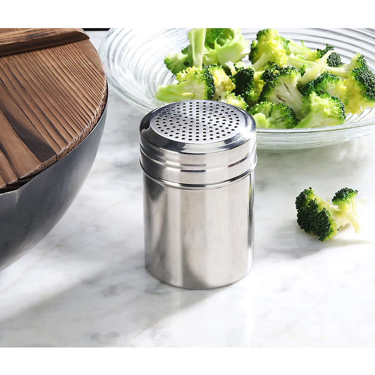 New Star Foodservice 28478 Stainless Steel Dredge Shaker, 10-Ounce, Set of 2