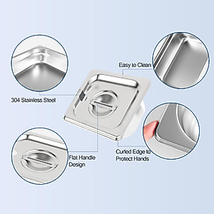 Restlrious Hotel Pan 1/6 Size Stainless Steel Steam Table Pan w/Notched Lid, 4" Deep Chafer Food Pan, 6 Pack Stackable Anti-Jam Steam Pan for Hotel, Restaurant Supplies, Party, Buffet & Event Catering