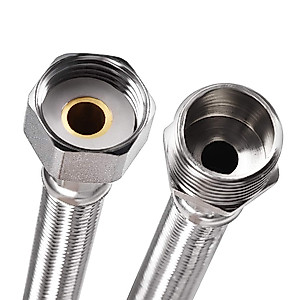 uxcell Faucet Supply Line Connector G1/2 Female x G1/2 Male 24 Inch Length 304 Stainless Steel Hose 2Pcs