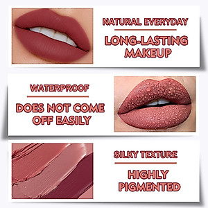 Matte Nude Lipstick Lip Stain Velvet Smooth Lip Stick Waterproof Long Lasting Lip Gloss,Moisturizer Non-Stick Cup Highly Pigmented Natural Lipstick Lip Color Lip Makeup,Perfect Lipstick Gift- Nude