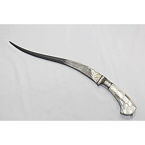 Rajasthan Gems Armor Cracker Dagger Knife Damascus Steel Blade Mother of Pearl Chip Handle B276