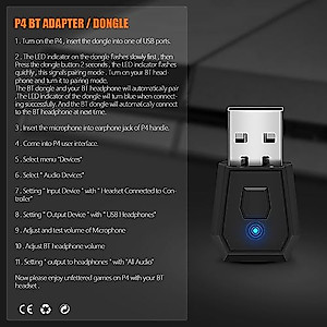 JSTOSIYS Bluetooth Wireless Adapter for PS4/PS5 Dongle Mini USB 4.0 Headset Adapter Transmitters Microphone Receiver,Support A2DP HFP HSP