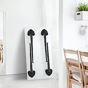 waaliji 28 inch Folding Table Legs Collapsible Metal Home DIY Furniture Legs Foldable Desk Leg with Adjustable Floor Protectors for Round or Square Table, Matte Black, Set of 4